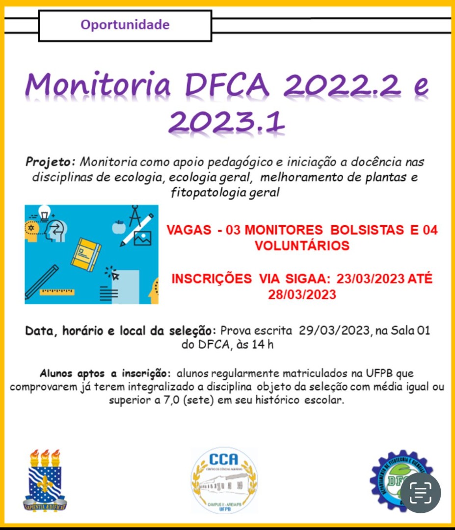 PROCESSO DE SELEÇÃO - MONITORIA 2021.1 e 2022.2 — UNIVERSIDADE FEDERAL ...