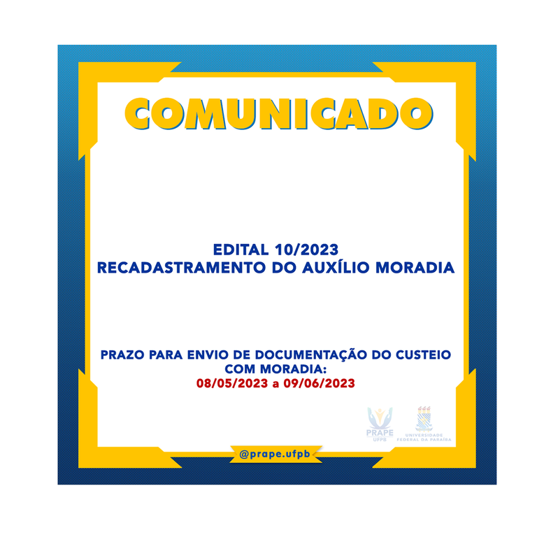 EDITAL 10/2023 - RECADASTRAMENTO DO AUXÍLIO MORADIA (RETIFICADO ...